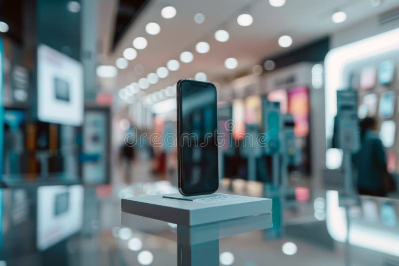 New Mobile Phone in Retail Store Stock Illustration - Illustration of ...