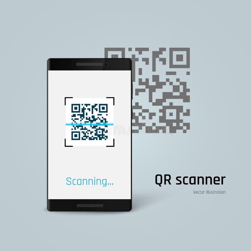 Scan Qr Code Hand Blue Background Stock Illustrations – 72 Scan Qr Code ...