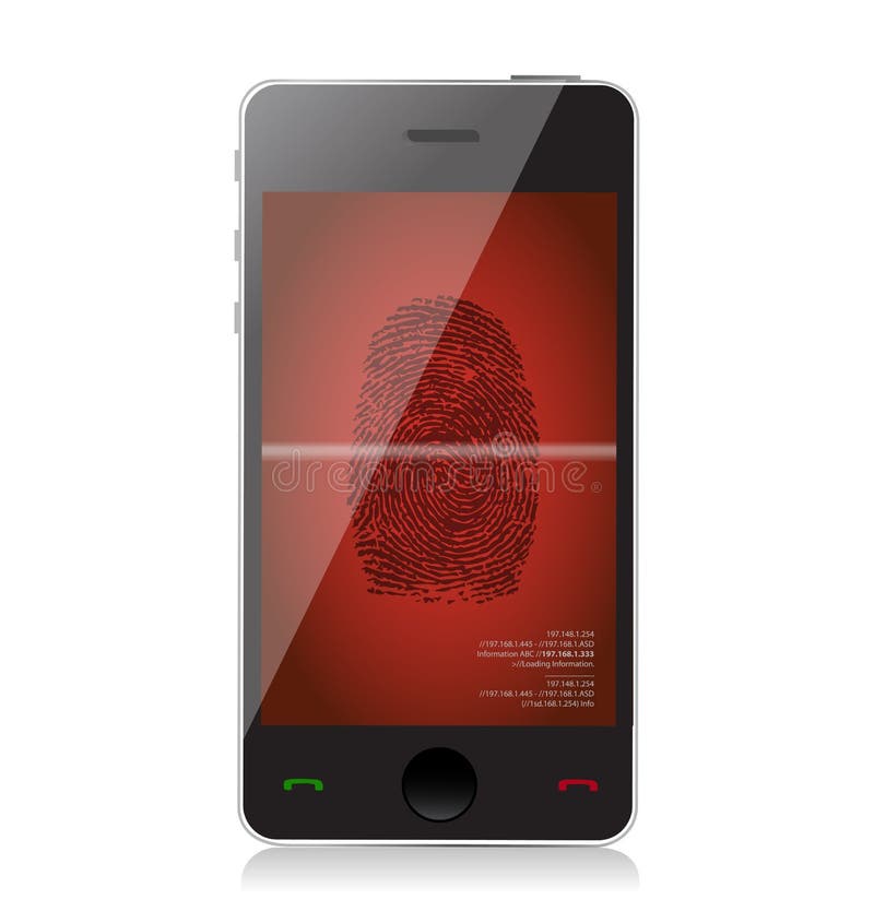 Mobile Phone Scanning a Finger Print Illustration Stock Illustration ...