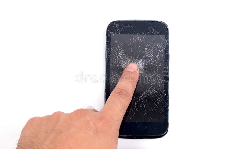Screen Cracked Smartphone. Mobile Phone with Damaged Touchscreen ...