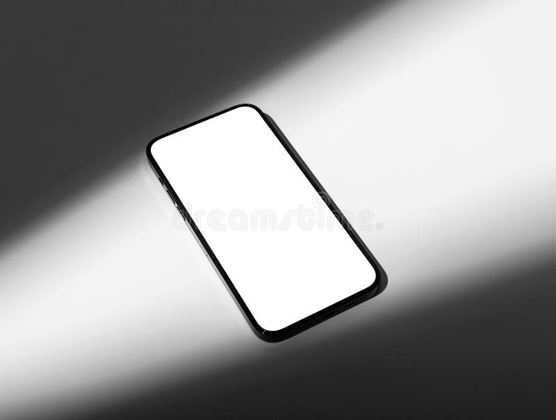 Mobile Phone Screen Mockup, Blank Smartphone Display Laying in Sun Beam ...