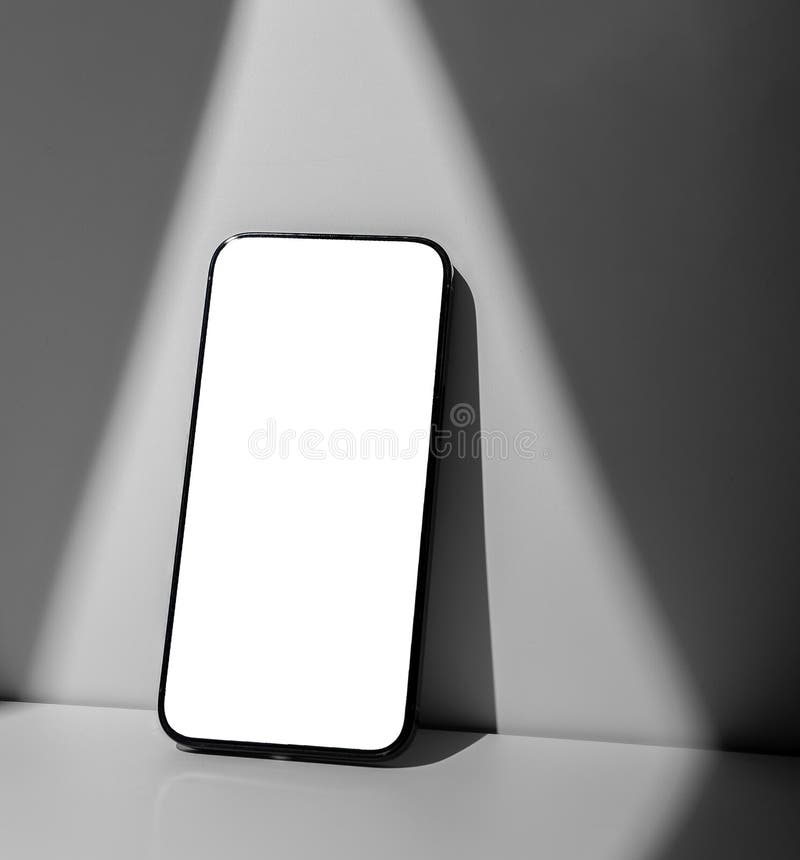 Mobile Phone Screen Mockup, Blank Smartphone Display Leaning on Wall in ...