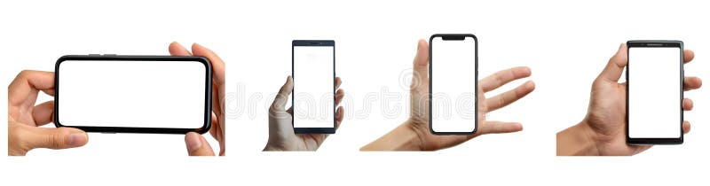 Mobile Phone Screen Mockup, Smart Phone Display in Hands Set, Person ...