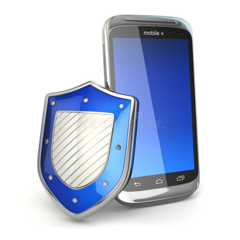 Mobile Phone Security Concept. Cellphone and Shield. Stock Illustration ...