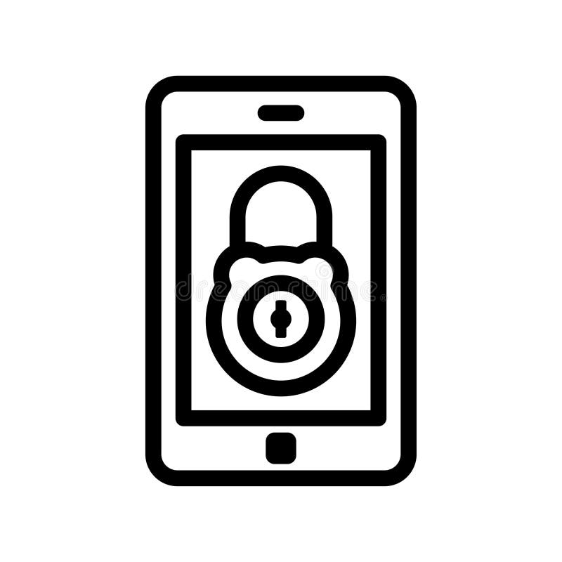 Mobile Phone Security Icon stock vector. Illustration of lock - 365646904
