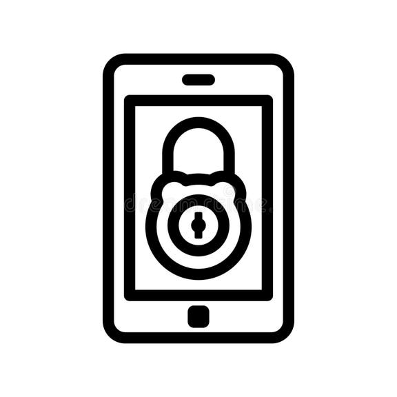 Mobile Phone Security Icon stock vector. Illustration of lock - 365646904