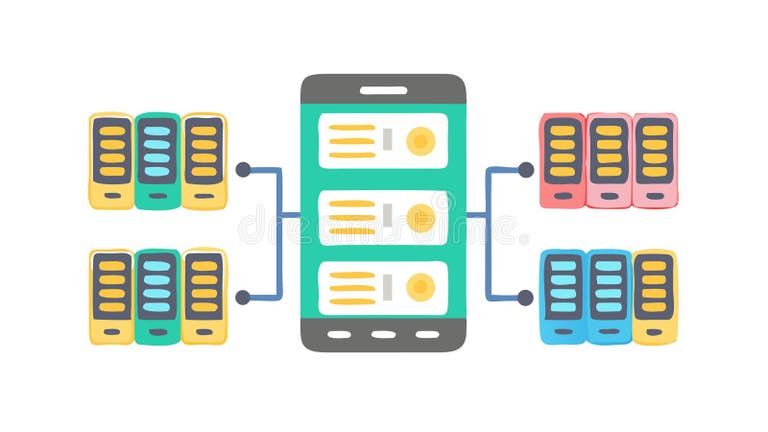 Mobile Phone with Server Racks for Cloud Storage, Vector Design ...