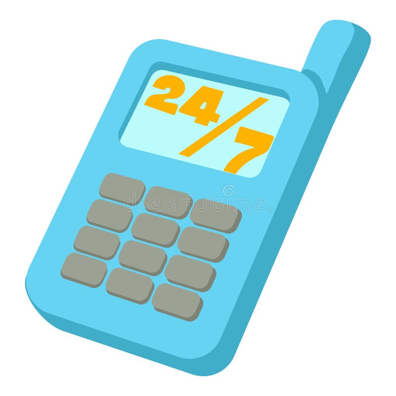 Mobile Phone 24 7 Service Icon, Cartoon Style Stock Vector ...