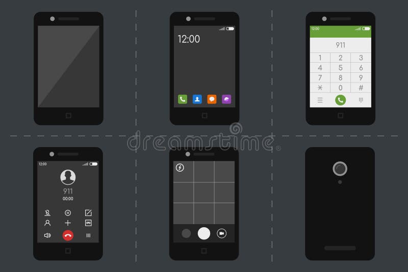 Mobile Phone Set Different Menu Options Stock Vector - Illustration of ...