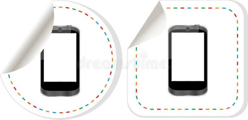 Mobile Phone Set. Stickers Label Tag Icons Set Stock Vector ...