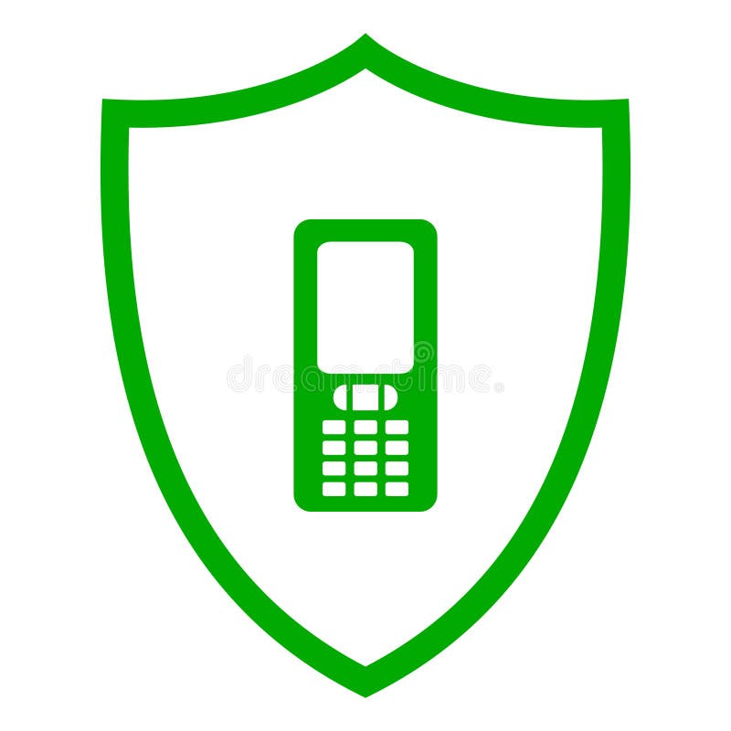 Mobile phone and shield stock vector. Illustration of protect - 162926571