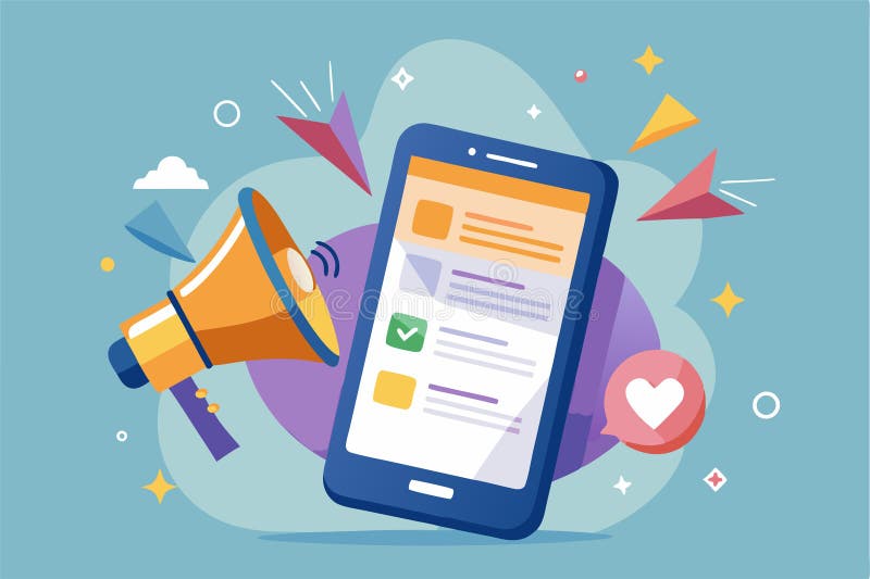 A Mobile Phone Showcases an Announcement Feature Alongside a Megaphone ...