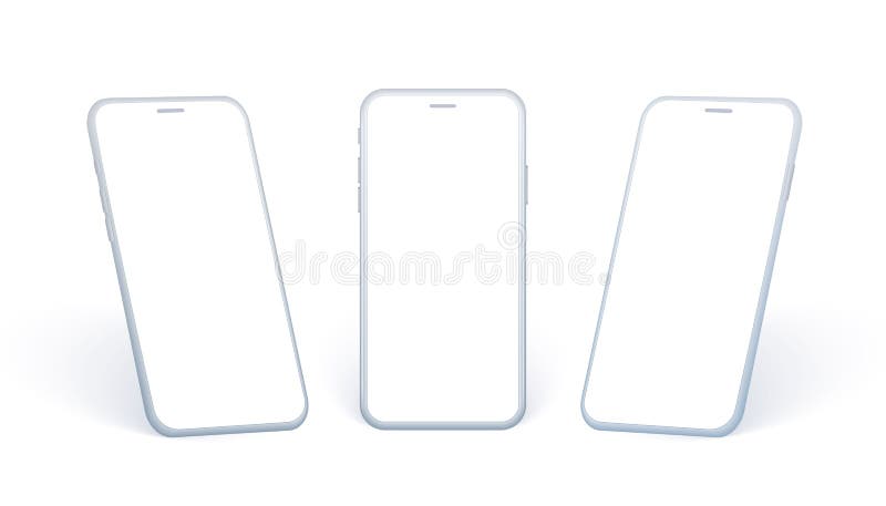Mobile Phone Side View Set. White Smartphone Collection in Different ...