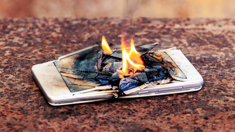 Mobile Phone, Smartphone, on Fire. Burning Smartphone Stock Photo ...