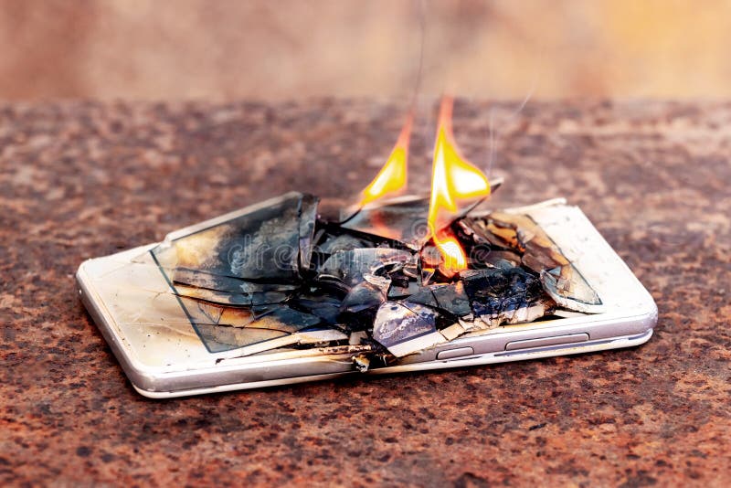 Mobile Phone, Smartphone, on Fire. Burning Smartphone Stock Image ...