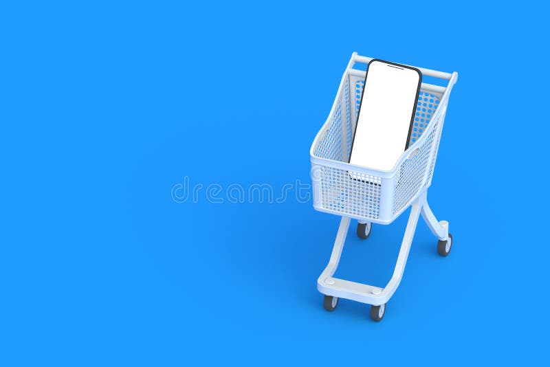 Mobile Phone, Smartphone in Market Cart. Copy Space Stock Illustration ...