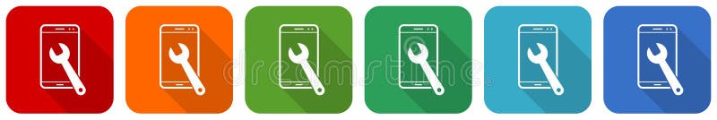 Mobile Phone, Smartphone Service Icon Set, Flat Design Vector ...