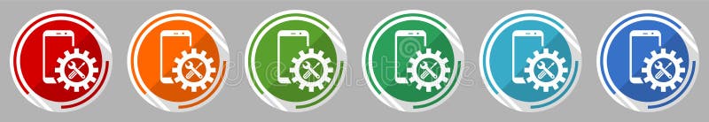 Mobile Phone, Smartphone Service Icon Set, Vector Illustration in 6 ...