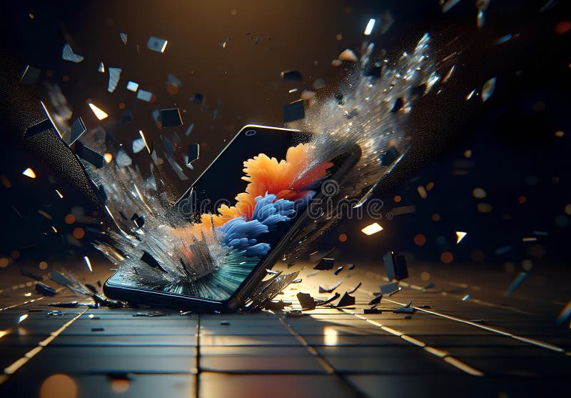 Mobile Phone Smashing on the Floor Stock Illustration - Illustration of ...