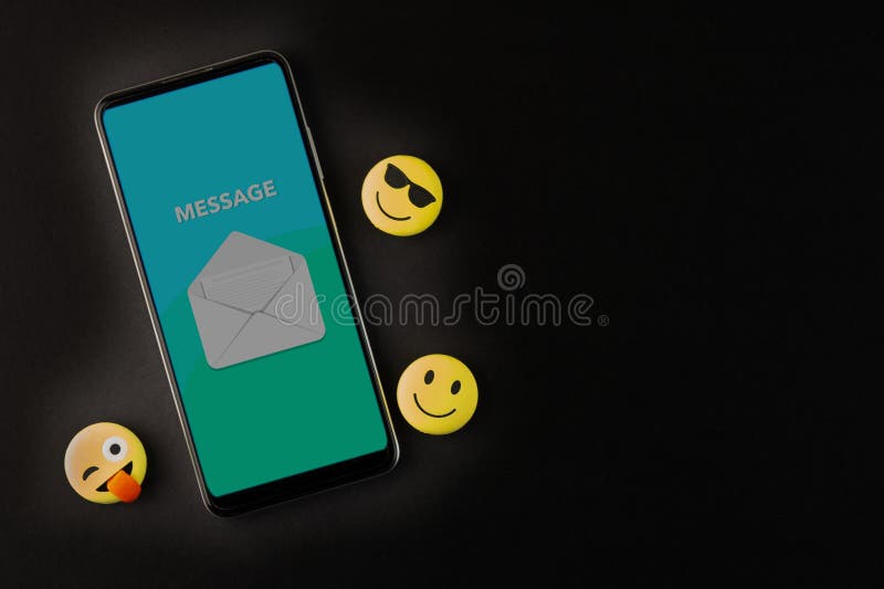 Mobile Phone with Smiley Faces and Emojis. Stock Image - Image of ...