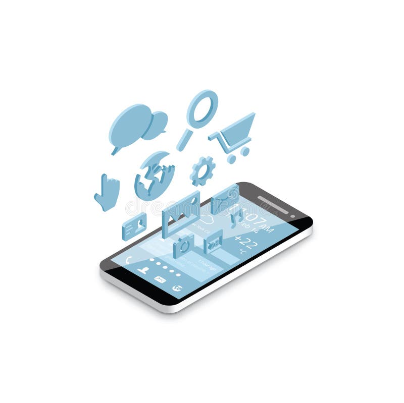 Mobile Phone Social Media Development Icons Stock Illustration ...