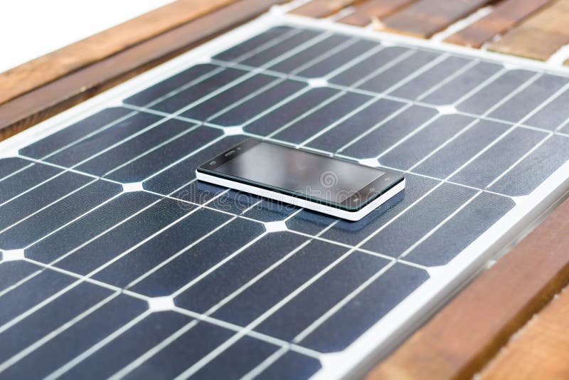 Mobile Phone on a Solar Panel Outdoor Close Up Stock Photo - Image of ...
