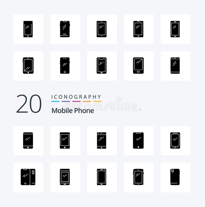 20 Mobile Phone Solid Glyph Icon Pack. Like Stock Vector - Illustration ...