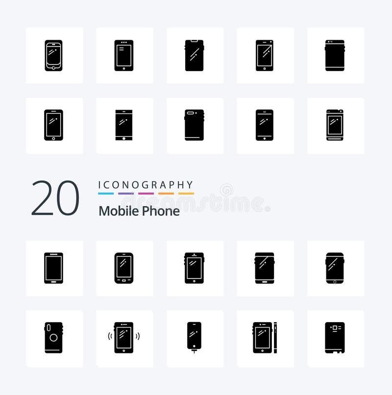 20 Mobile Phone Solid Glyph Icon Pack Like Mobile Phone Back Side ...