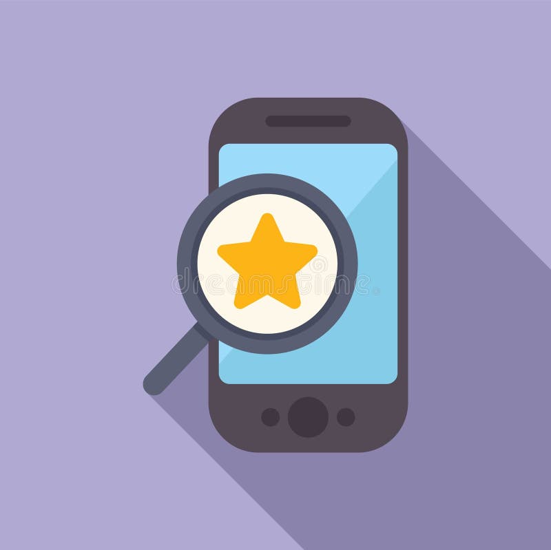 Mobile Phone with Star and Magnifying Glass Icon Stock Illustration ...