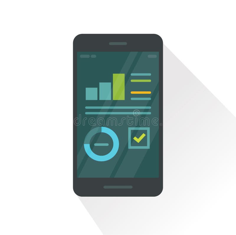 Mobile Phone with Statistics Report Graphs Vector Illustration Stock ...