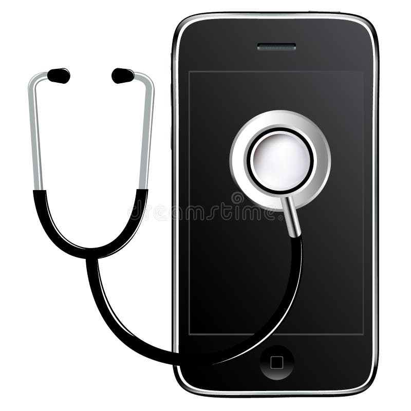 Mobile Phone with Stethoscope Stock Vector - Illustration of cellular ...
