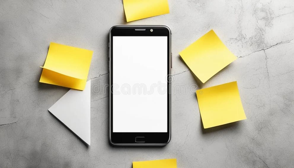 Mobile Phone and Sticky Notes Stock Illustration - Illustration of sign ...