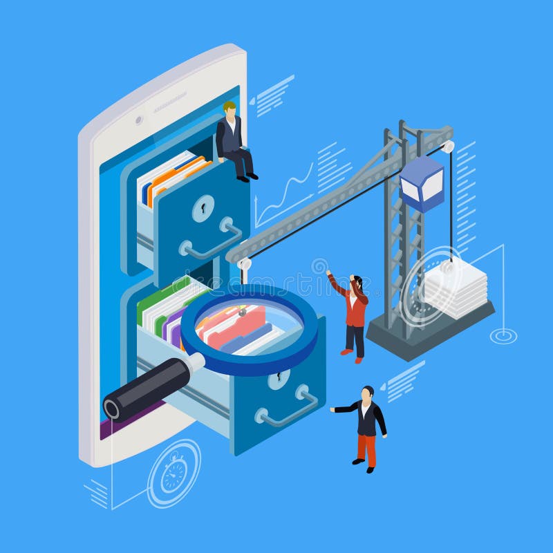 Flat 3d Isometric Mobile Design Web Infographic Concept Vector. Stock ...