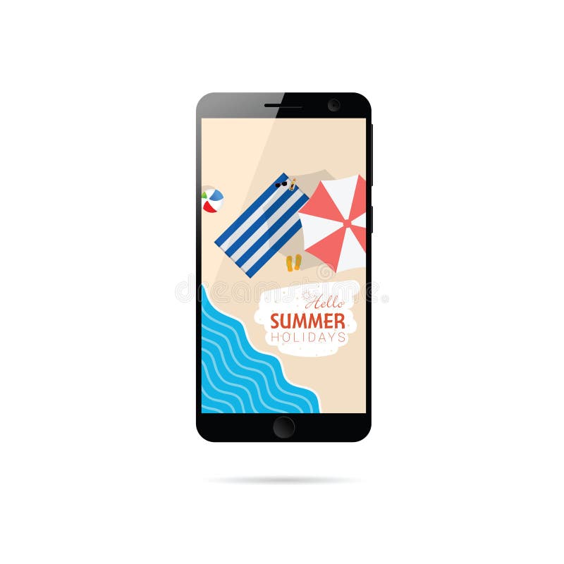 Mobile Phone with Summer Holiday on it Illustration Stock Vector ...