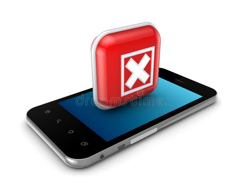 Mobile Phone with a Symbol of Cross Mark. Stock Illustration ...