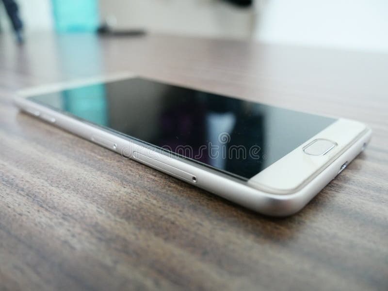 A Mobile Phone on the Table Stock Image - Image of multimedia, black ...