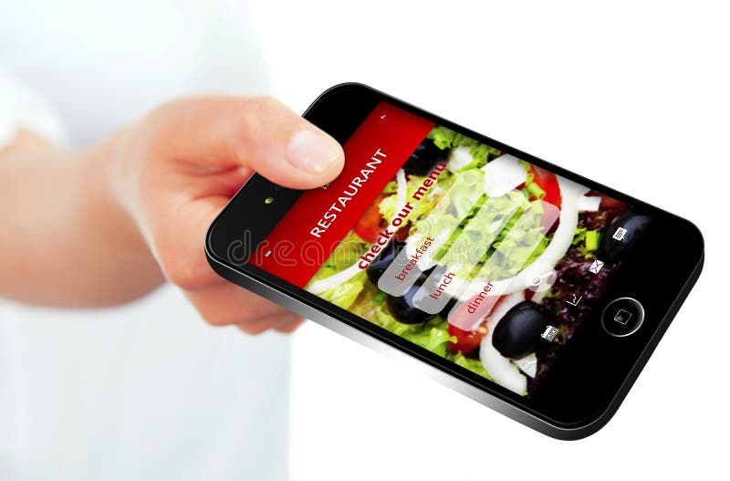 Mobile Phone with Takeaway Restaurant Order Screen Isolated Over Stock ...