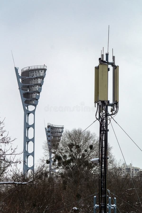 Mobile Phone Telecommunication Radio Antenna Tower. Cell Phone Tower ...