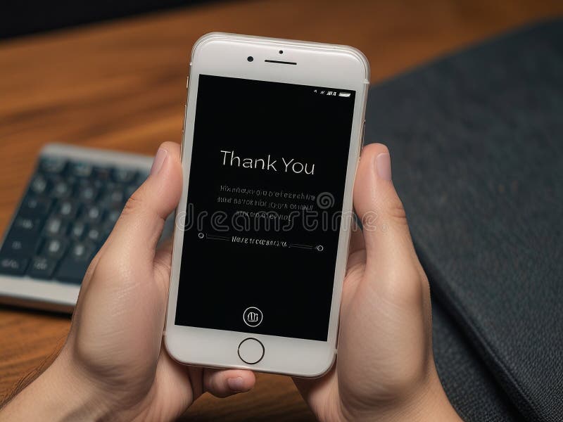 Mobile Phone with Text Thank You! on White Screen. Positive Feedback ...