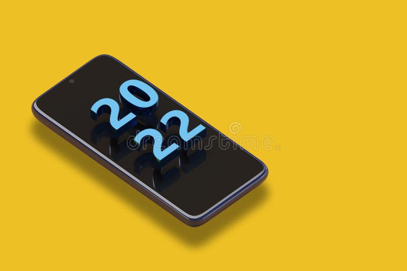 Mobile Phone with 2022 Text in Three Dimensions. New Year Concept ...
