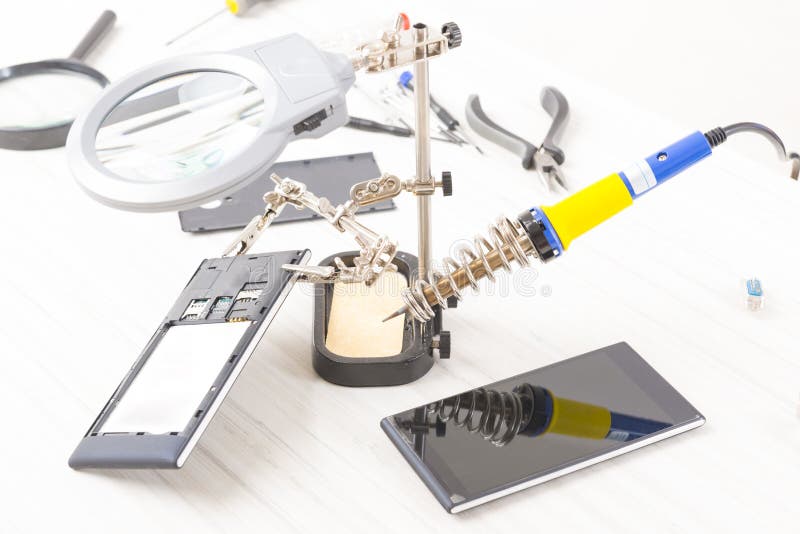 Mobile Phone on Third Hand Tool Stock Image - Image of connection ...