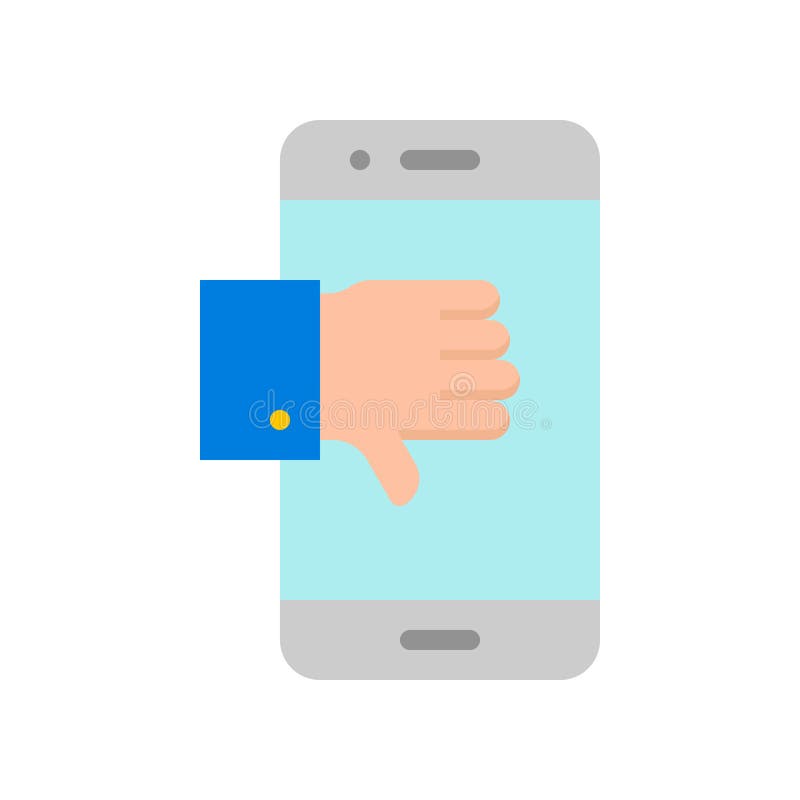 Mobile Phone with Thumb Down Vector, Social Media Flat Style Icon Stock ...