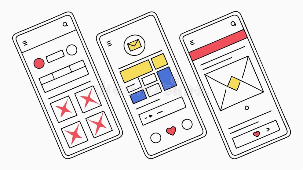 Mobile Phone UI Design Set, App Interface and Digital Screen Templates ...