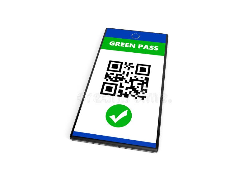 Mobile Phone with Valid Green Pass and Green Check Stock Illustration ...