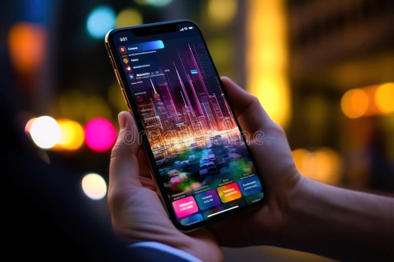 Mobile Phone with Vibrant Color Graphics - Generative AI Stock ...