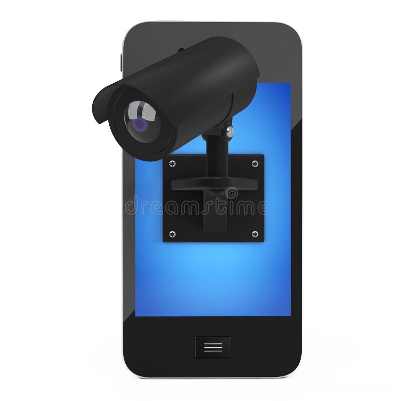 Mobile Phone with Video Security Surveillance Camera. 3d Rendering ...