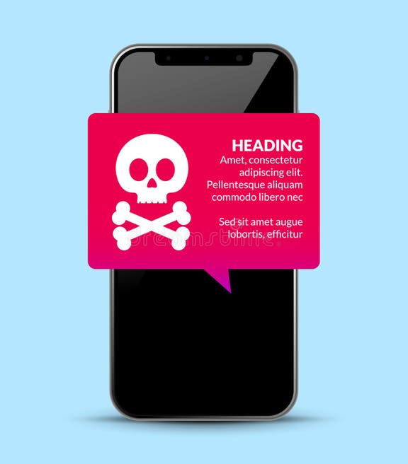 Mobile Phone Virus Alert. Malware Smartphone Scam Phishing Security ...