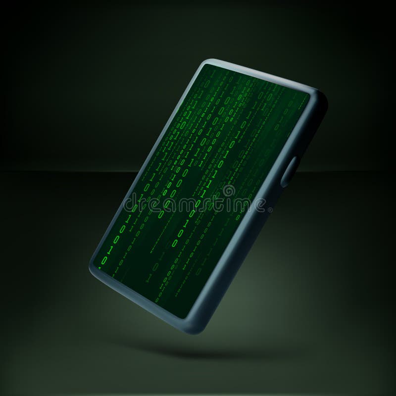Mobile Phone Wallpaper. Digital Binary Data Stream in Matrix Style ...