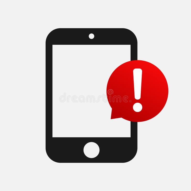 Mobile Phone Warning Notification Icon. Stock Illustration ...