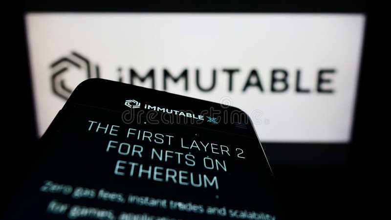 Mobile Phone with Webpage of Australian Blockchain Company Immutable ...